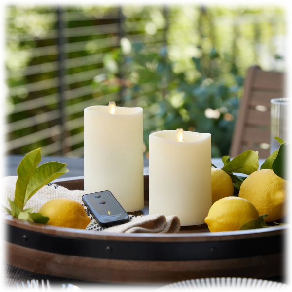 MorningSave: Luminara Outdoor 2-Piece Melted Matte Moving Flame Pillar