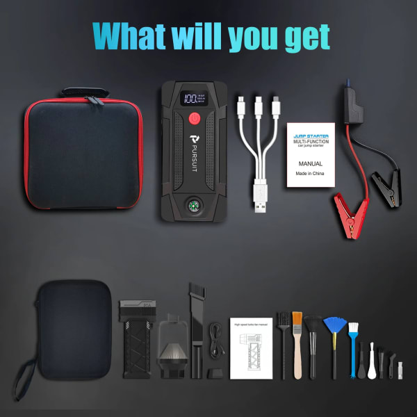 MorningSave: Pursuit Jump Starter Kit with Handheld Rechargeable Fan/Vacuum