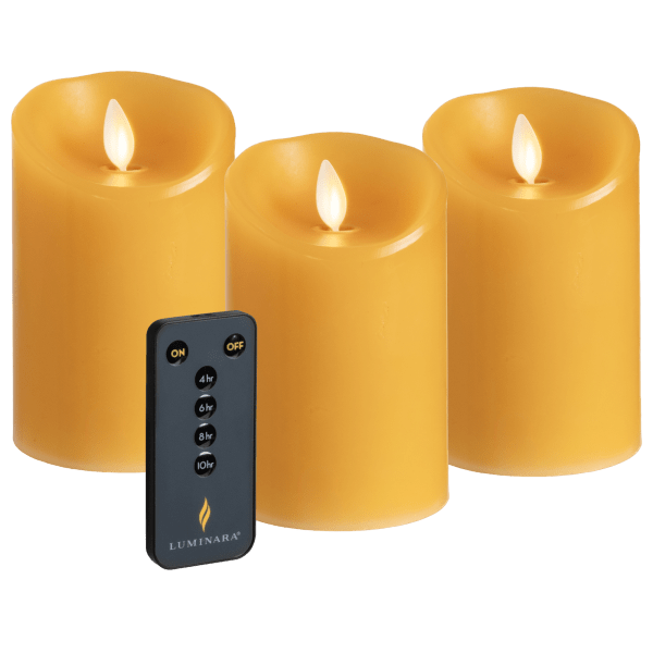 MorningSave: 3-Pack: Luminara Flameless 4.5" Pillar Candles with Remote