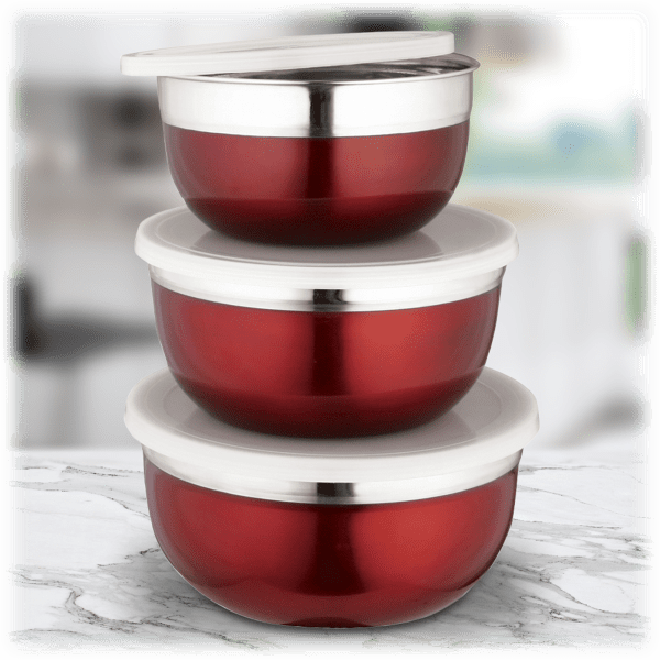 Bombay 3-Piece Stainless Steel Bowls with Lids