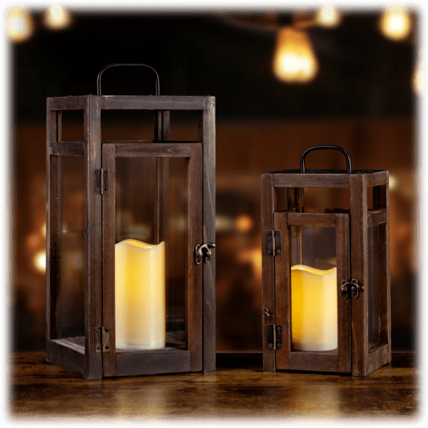 MorningSave: South Street Loft Set of 2 Wooden Lanterns with LED ...