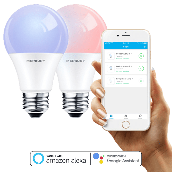 MorningSave: 2-Pack: Merkury Innovation WiFi LED Smart Bulbs