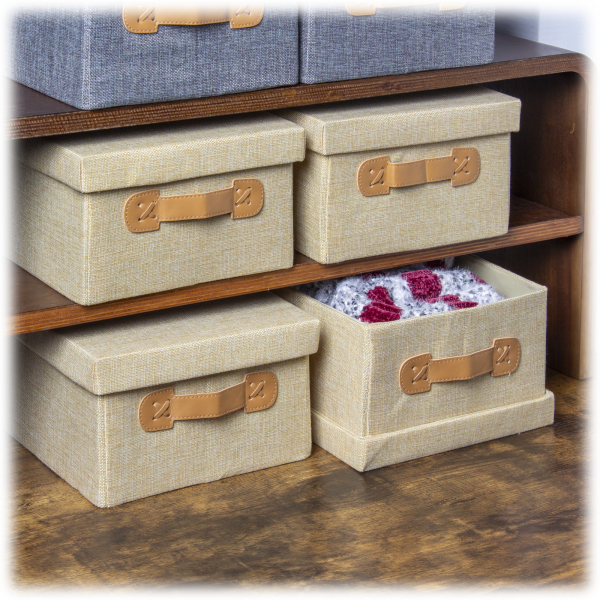 Meh: 4-Pack: Get Neat Storage Bins with Leather Handles