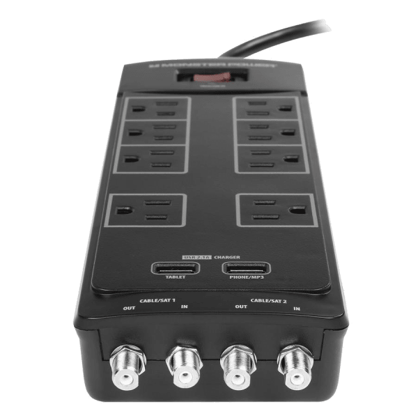 MorningSave: Monster 8-Outlet AV Surge Protector with 2 USB & 4 Coax