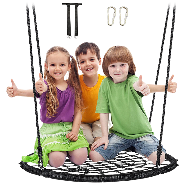 MorningSave: Amgym 40" Spider Web Round Net Tree Swing Set