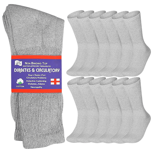 SideDeal: 12-Pack: Nextex Apparel Cotton Non-Binding Diabetic Crew Socks