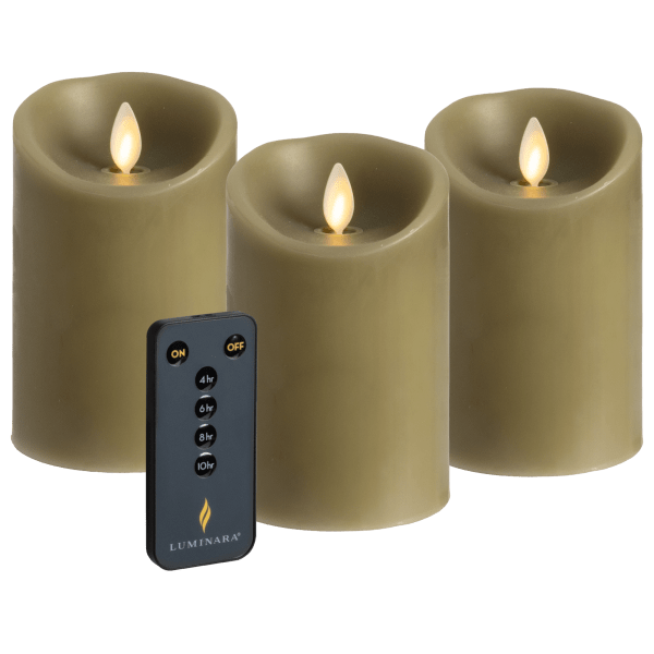 MorningSave: 3-Pack: Luminara Flameless 4.5" Pillar Candles with Remote