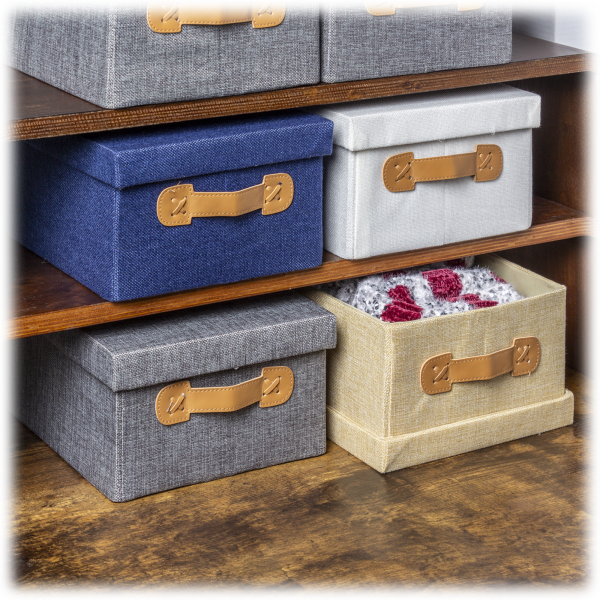 SideDeal: 4-Pack: Get Neat Storage Bins with Leather Handles