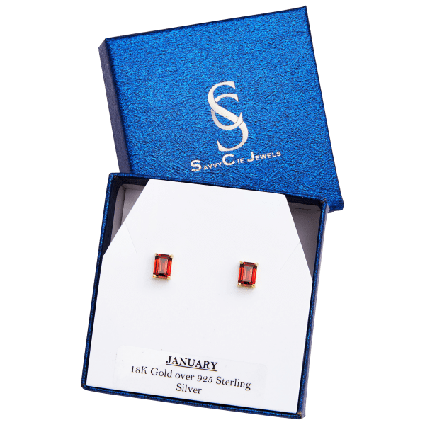MorningSave: Savvy Cie 18K Gold Emerald Cut Birthstone By Month Stud ...