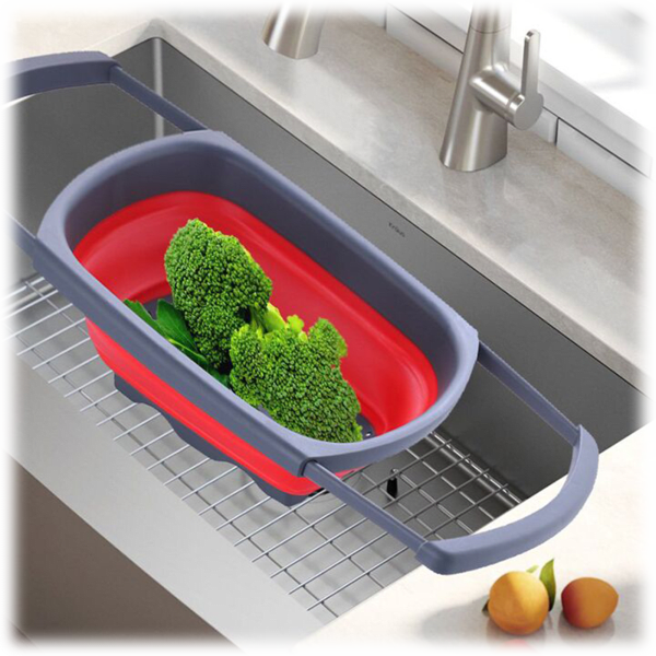 MorningSave: Over-the-Sink Collapsible Colander with Extendable Handles