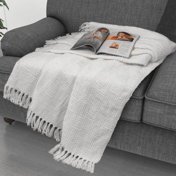 MorningSave: Kathy Ireland Oversized Chenille Fringed Basket Throw