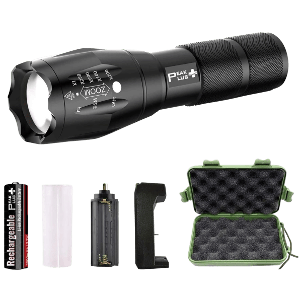MorningSave: PeakPlus Tactical LED Flashlight with Rechargeable Battery ...