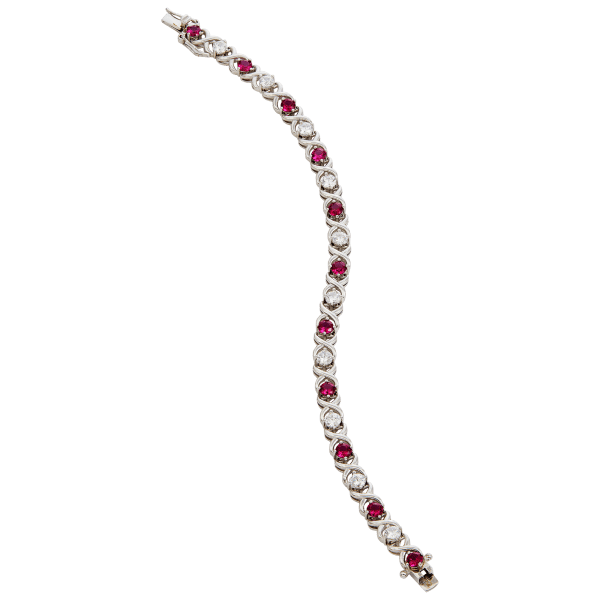 SideDeal: Savvy Cie Rhodium Plated Created Ruby "XO" Bracelet