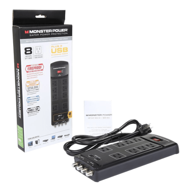 SideDeal: Monster 8-Outlet AV Surge Protector with 2 USB & 4 Coax