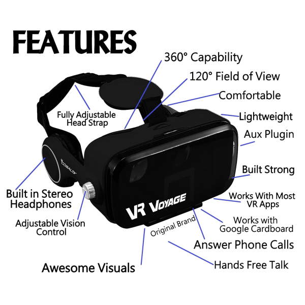 MorningSave: VR Voyage 360 Virtual Reality Headset with Built-In Headphones
