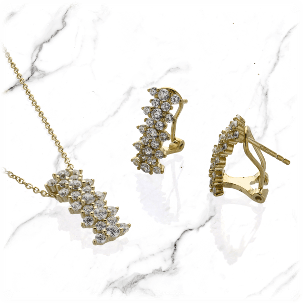 MorningSave: Diamond Muse Set Of Cubic Zirconia Necklace And Earrings