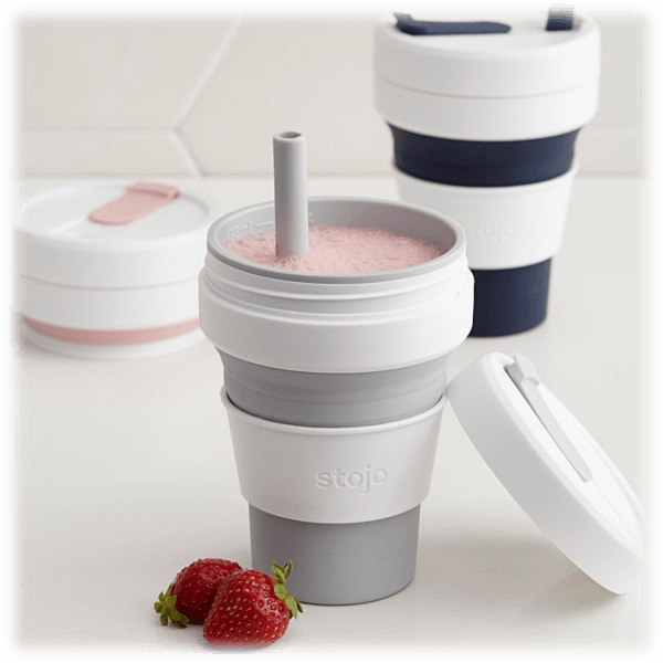 MorningSave: Pick-Your-2-Pack: Stojo 16oz Collapsible Travel Cup With Straw