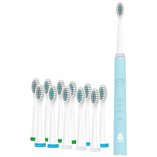 MorningSave: Pursonic USB Rechargeable Sonic Toothbrush with 12 Brush Heads