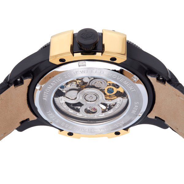 MorningSave: Reign Men's Solstice Skeletonized Leather-Band Watch