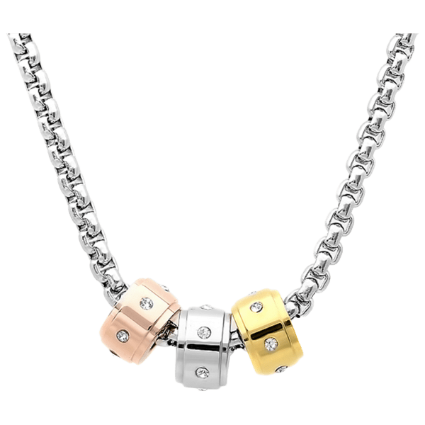 MorningSave: Steeltime Tri-color Charms with Crystals Bracelet ...