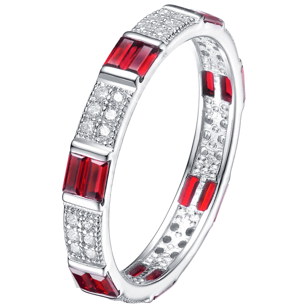 MorningSave: RelavenO Stunning Ruby Red Sterling Silver Band Ring