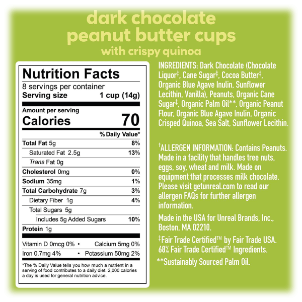 SideDeal: 12-Pack: Unreal Dark Chocolate Peanut Butter Cups With Crispy ...