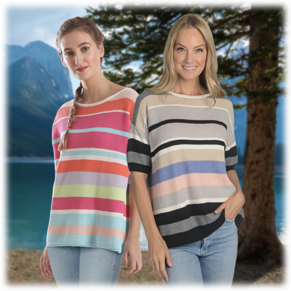 MorningSave: Henry And Paulie Short Sleeve Relaxed Striped Sweater