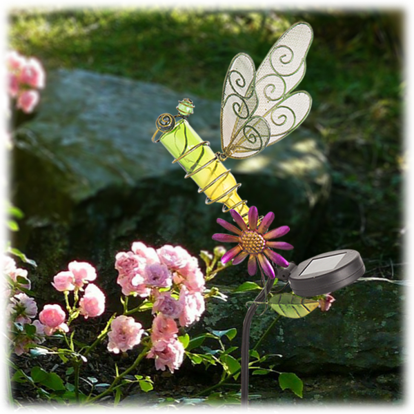 MorningSave: 2-Pack: Darice Solar LED Dragonfly Metal Stake Lights