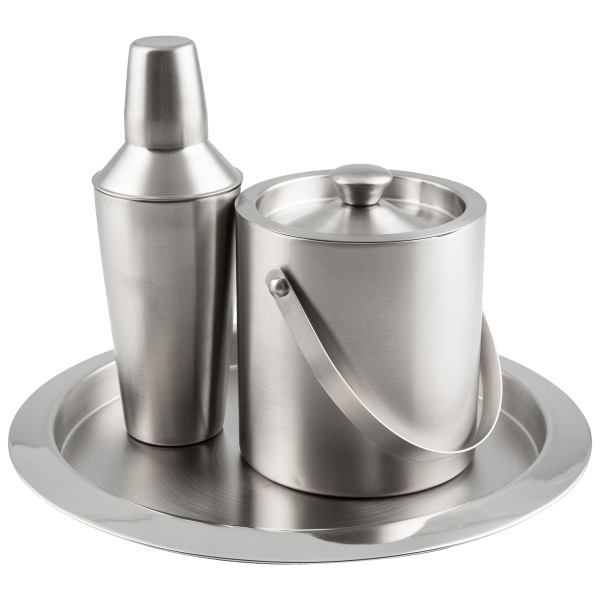 Meh: Set of 3: Cambridge Brushed Stainless Steel Shaker, Bucket and Bar ...