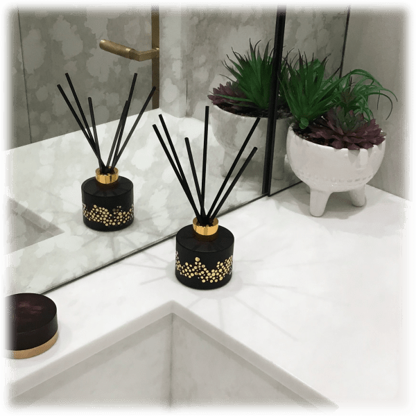 MorningSave: Vivience Black Round Reed Diffuser Gold Spotted Design