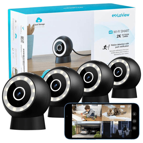 MorningSave: 4-Pack: LaView 2K HD Indoor/Outdoor WiFi Smart Security ...