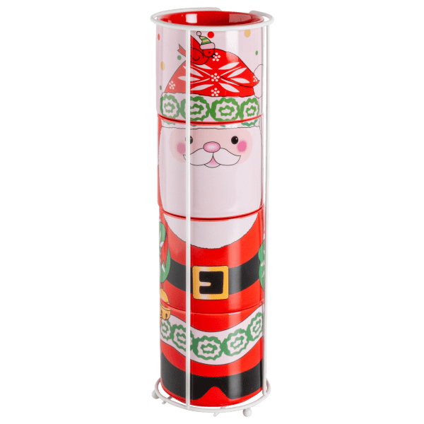 MorningSave: Temp-tations Set of 4 Winter Whimsy Stacking Mugs with Stand