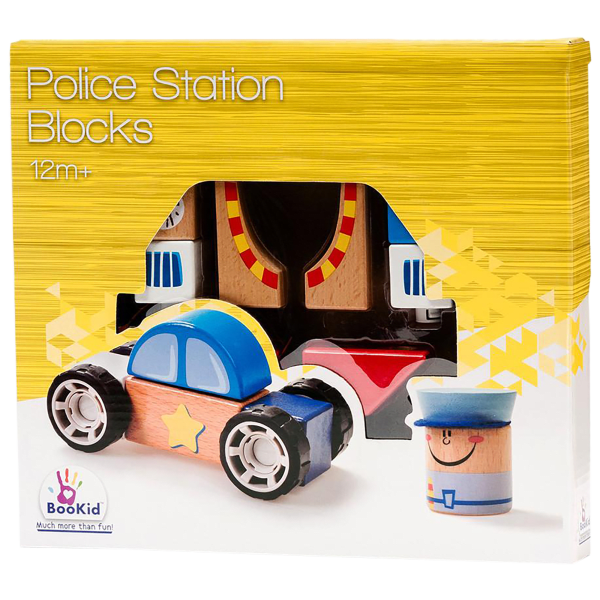 MorningSave: BooKid Wooden Police Station Blocks - 19 Piece Set