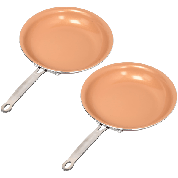 MorningSave: 2-Pack Red Copper 10" Deluxe Non-Stick Deluxe Pans