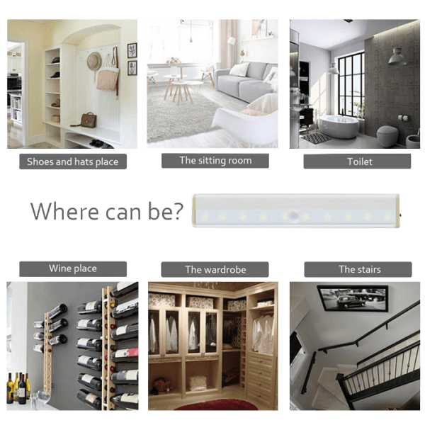 SideDeal: 3-Pack: 10 LED Motion Sensor Stick On Light Bars