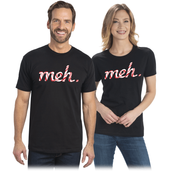 Meh: Candy Cane Meh Logo on Black Tee