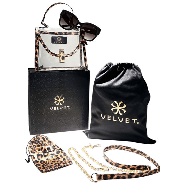 MorningSave: Velvet Mini Leopard Bag with Sunglasses