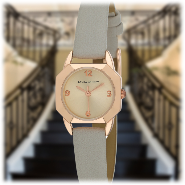 MorningSave: Laura Ashley Women's Hexagonal Vegan Leather Strap Watch