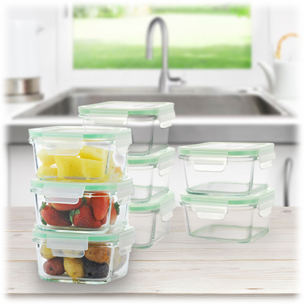 MorningSave: Kinetic Go Green 16-Piece Square Glass Food Storage Set ...