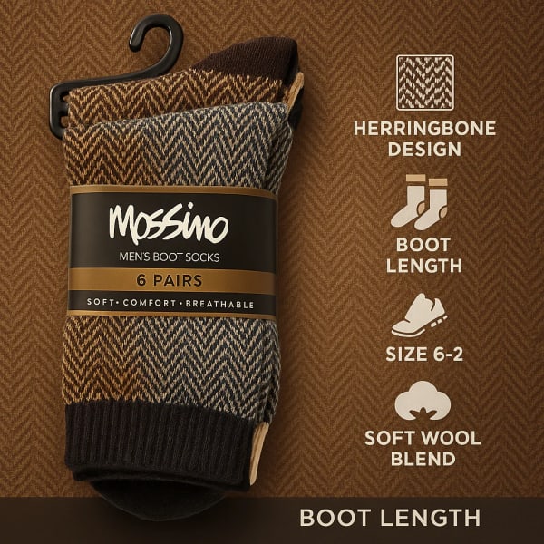 SideDeal: 6-Pack: Mossimo Men’s Herringbone Boot Socks