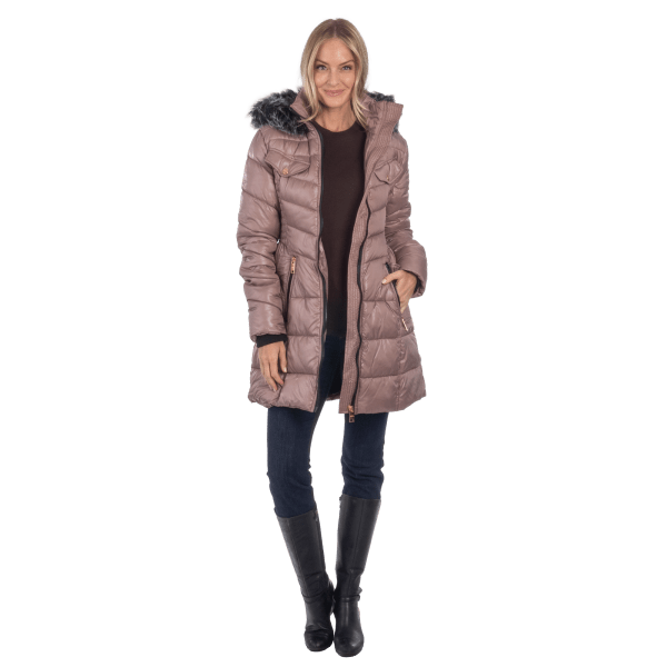 MorningSave: Nicole Miller Quilted Puffer Jacket with Faux Fur Trim Hood