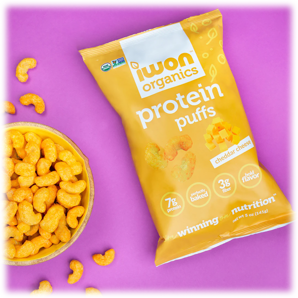 SideDeal: 12- or 24-Pack: Iwon Organics Protein Cheddar Puffs
