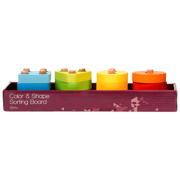 MorningSave: BooKid Wooden Color Shape Sorting Board - 13 Piece Set
