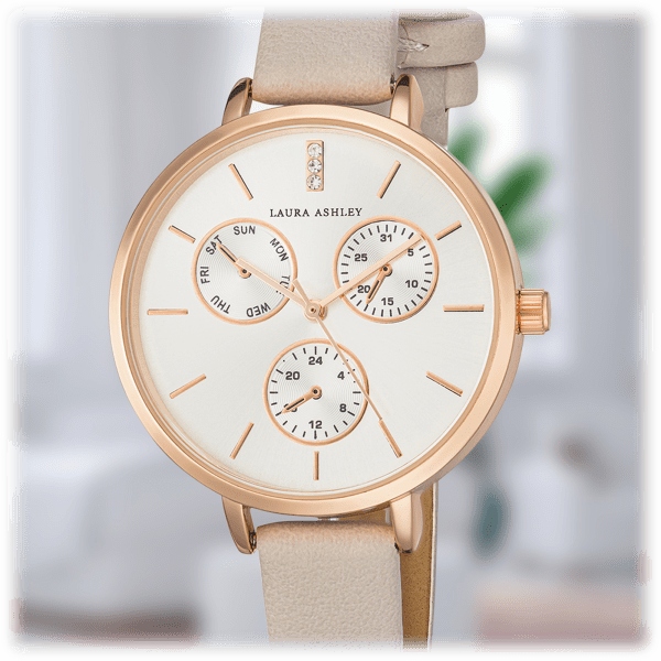 MorningSave: Laura Ashley Chrono Dial Watch with PU Vegan Leather Strap