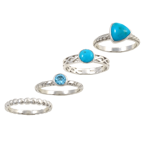 MorningSave: Savvy Cie Set of 4 Sterling & Genuine Stacking Rings