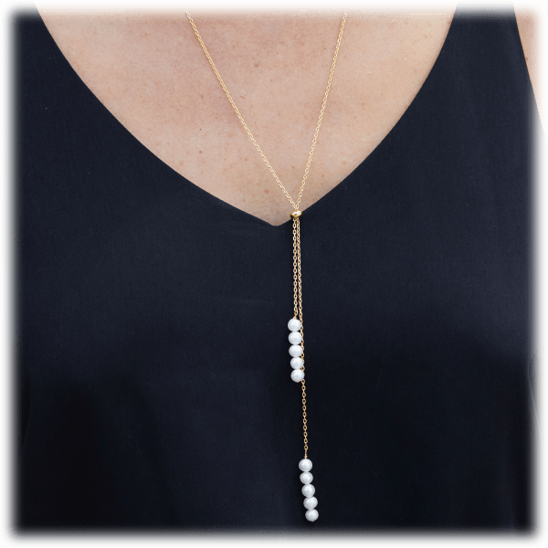 MorningSave: Savvy Cie 18K Gold Plated Genuine Pearl Lariat Necklace
