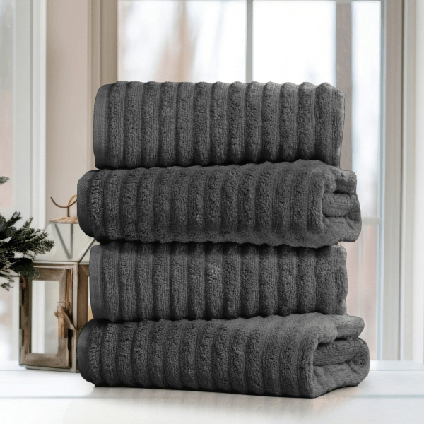MorningSave: 4-Pack: Bibb Home Ribbed Egyptian Cotton Bath Towel Set
