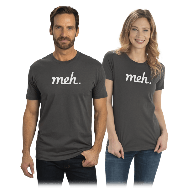 Meh: Heavy Metal Meh Logo Shirt and Meh Face Black Ornament with White ...