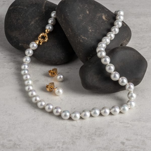 MorningSave: JOIA De Majorca 8mm 18" White Pearl Necklace & Stud Earrings