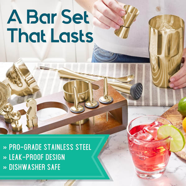 Meh: Mixology 23-Piece Stainless Gold Bartender Set